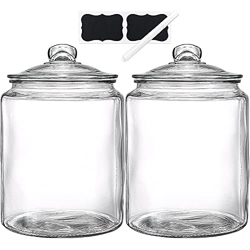 Daitouge 1.5 Gallon Glass Jars with Lids, Large Glass Storage Jars Set of 2, Heavy Duty Glass Canisters for Kitchen, Perfect for Flour, Sugar, Rice, Pasta, Beans, Cookies