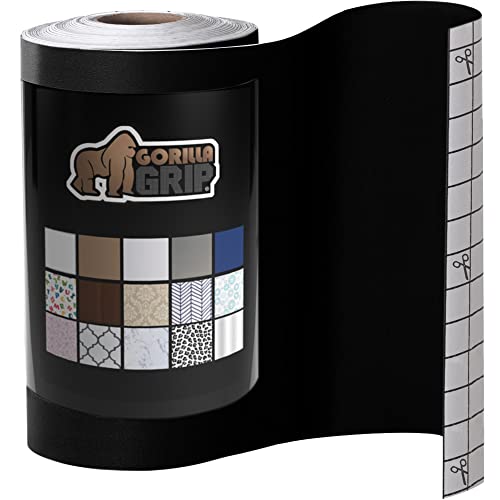 Gorilla Grip Peel and Stick Adhesive Removable Liner for Books, Drawers, Shelves and Crafts, Easy Install Kitchen Decor Paper, Contact Liners Cover Book, Drawer, 11.8 in x 20 FT Roll, Jet Black