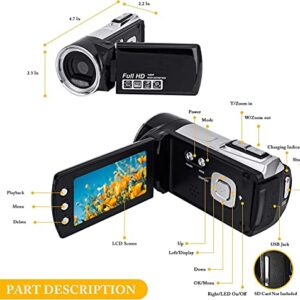 Vmotal Video Camera Camcorders 24 MP Digital Camera Video Recorder FHD 1080P 30FPS 2.7 Inch Vlogging Camera YouTube TikTok Camcorder for Kids Children Student Teenager Beginner