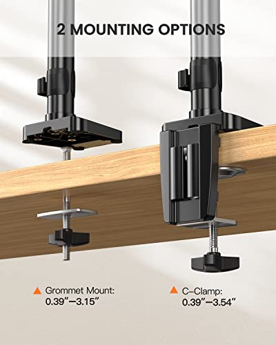 ErGear Triple Monitor Mount for Desk, 3 Monitor Stand with Gas Spring Adjustable Monitor Arm Fit Three Screens 13 to 27 inch Flat/Curved LCD Computer Screens Holds Max 17.6lbs with Clamp