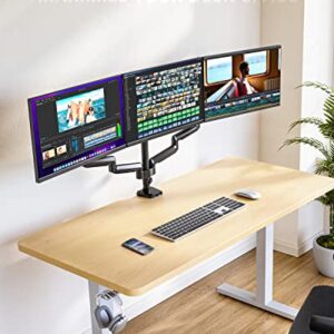 ErGear Triple Monitor Mount for Desk, 3 Monitor Stand with Gas Spring Adjustable Monitor Arm Fit Three Screens 13 to 27 inch Flat/Curved LCD Computer Screens Holds Max 17.6lbs with Clamp