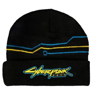 jinx cyberpunk 2077 netrunner knit beanie, black, one size