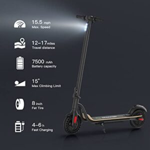 MEGAWHEELS Electric Scooter, 3 Gears, Max Speed 15.5 MPH, Up to 17 Miles Rang 7.5 Ah Powerful Battery with 8'' Tires Foldable Scooter for Adults Longer Deck, Load 265 lbs