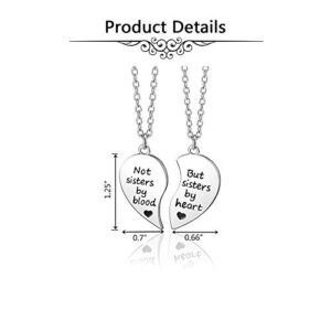 Jovivi Silver Tone Alloy BFF Necklace for 2 Best Friends Not Sisters by Blood But Sisters by Heart Matching Friendship Necklaces Women Girl Jewelry Gift