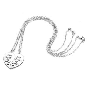 Jovivi Silver Tone Alloy BFF Necklace for 2 Best Friends Not Sisters by Blood But Sisters by Heart Matching Friendship Necklaces Women Girl Jewelry Gift