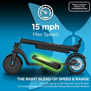 Hover-1 Blackhawk Electric Folding Kick Scooter | 18MPH, 28 Mile Range, 6HR Charge, LCD Display, 10 Inch High-Grip Tires, 220LB Max Weight, Certified & Tested - Safe for Kids, Teens & Adults,