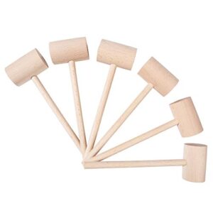 6pcs wooden hammers, natural hardwood crab lobster seafood mallets