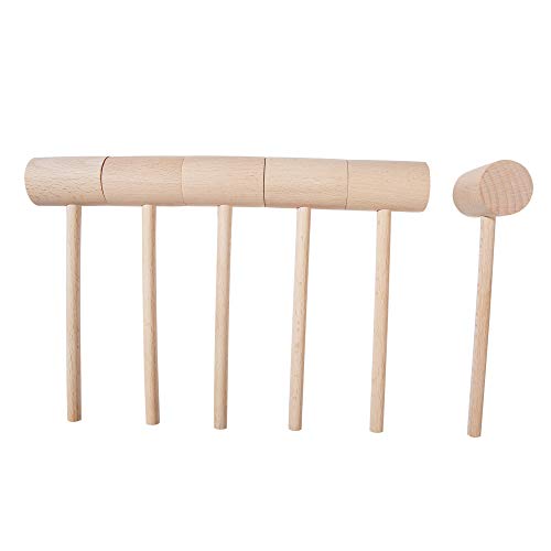 6Pcs Wooden Hammers, Natural Hardwood Crab Lobster Seafood Mallets