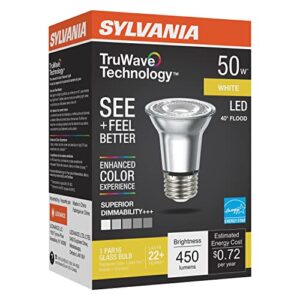 LEDVANCE Sylvania LED TruWave Natural Series PAR16 Light Bulb, 50W Equivalent Efficient 6W, Medium Base, Dimmable, 3000K, White - 1 Pack (40930)