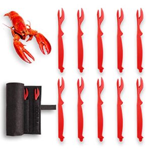 wendom professional 10pcs crab leg crackers and tools set with storage bag for lobster, crawfish, prawns, shrimp, seafood tools easy opener shellfish picks knife