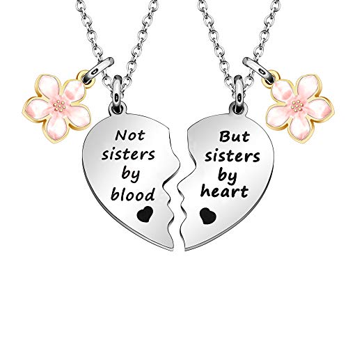 JQFEN Best Sister Necklace of 2 Split Heart Pendant Necklace Charm Friendship Jewelry for Sister Friends