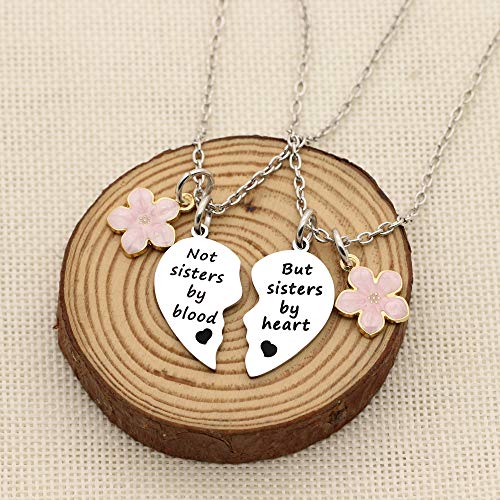 JQFEN Best Sister Necklace of 2 Split Heart Pendant Necklace Charm Friendship Jewelry for Sister Friends