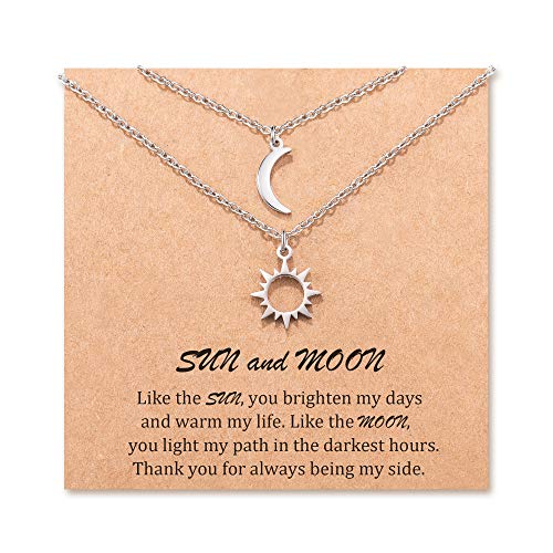 MANVEN Best Friend Necklaces for 2 Girls Sun and Moon Friendship Necklaces for Teen Girls Sisters Bff Friend Gifts for Best Friend