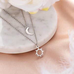 MANVEN Best Friend Necklaces for 2 Girls Sun and Moon Friendship Necklaces for Teen Girls Sisters Bff Friend Gifts for Best Friend