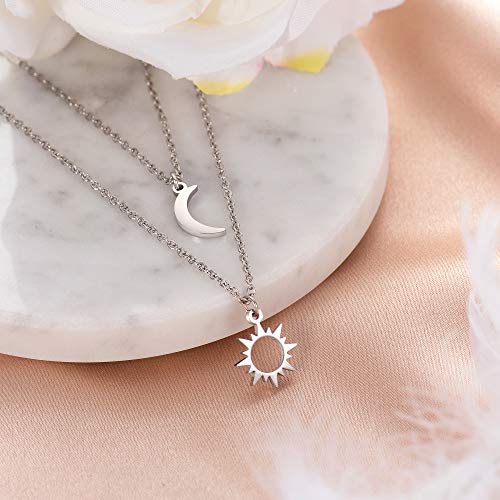 MANVEN Best Friend Necklaces for 2 Girls Sun and Moon Friendship Necklaces for Teen Girls Sisters Bff Friend Gifts for Best Friend