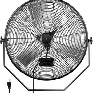 Simple Deluxe 24 Inch Industrial Wall Mount Fan, 3 Speed Commercial Ventilation Metal Fan for Warehouse, Greenhouse, Workshop, Patio, Factory and Basement - High Velocity, black