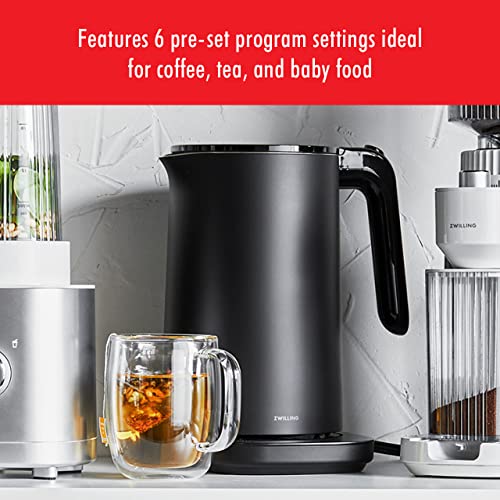 ZWILLING Enfinigy Cool Touch 1.5-Liter Electric Kettle Pro, Cordless Tea Kettle & Hot Water