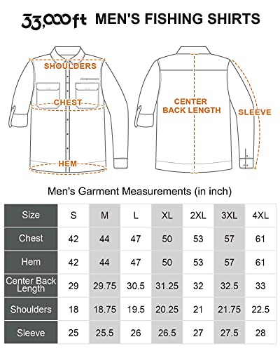 33,000ft Men's Long Sleeve Sun Protection Shirt UPF 50+ UV Quick Dry Cooling Fishing Shirts for Travel Safari Camping Hiking Grey