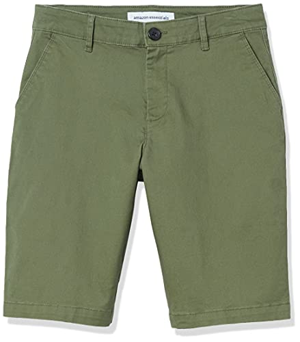 Amazon Essentials Women's Mid-Rise Slim-Fit 10 Inch Inseam Bermuda Khaki Short, Olive, 10