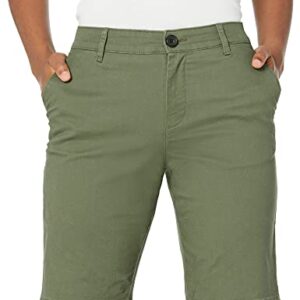 Amazon Essentials Women's Mid-Rise Slim-Fit 10 Inch Inseam Bermuda Khaki Short, Olive, 10