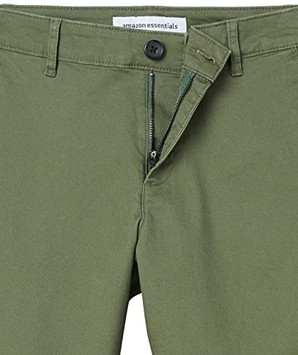 Amazon Essentials Women's Mid-Rise Slim-Fit 10 Inch Inseam Bermuda Khaki Short, Olive, 10