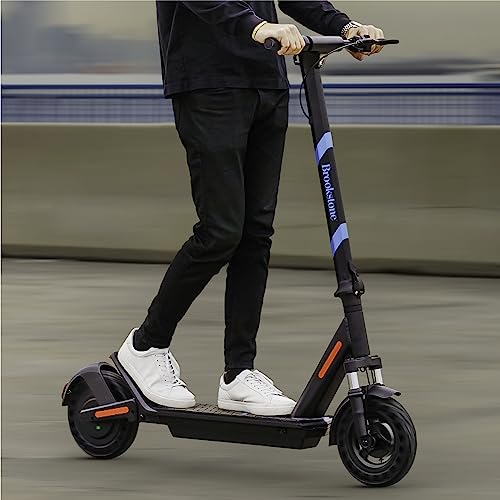 Brookstone BlueGlide Elite 10 Electric Scooter 500 Watt Motor, Max Speed 21 MPH, Up to 18 Miles Range, IPX4 Water Resistance, 10 Inch Honeycomb Tires, Cruise Control, Dual Suspension, Foldable Frame