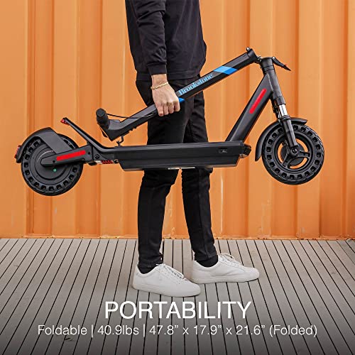 Brookstone BlueGlide Elite 10 Electric Scooter 500 Watt Motor, Max Speed 21 MPH, Up to 18 Miles Range, IPX4 Water Resistance, 10 Inch Honeycomb Tires, Cruise Control, Dual Suspension, Foldable Frame