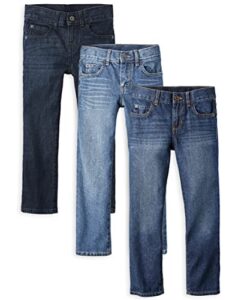 the children's place boys basic straight leg jeans,carbon wash/deep blue wash/dk juptier 3 pack,8