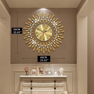 JUGV Large Wall Clock Metal Decorative Wall Clocks 3D Non-Ticking Silent Quartz Clocks with Arabic Numerals for Living Room Home Kitchen Decor