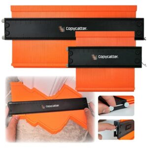 catter tools copycatter contour gauge tool - professional grade - (10" + 5" set) with metal lock + tension knobs - instant shape tool - profile tool - duplicate odd trim, flooring + more!