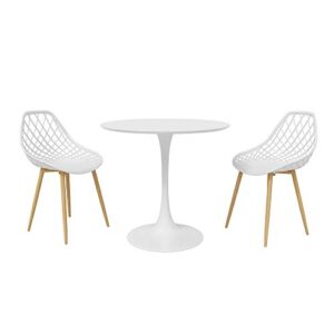 jamesdar kurv 3-piece café dining set, white/natural