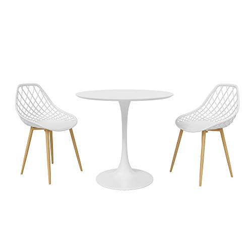 Jamesdar Kurv 3-Piece Café Dining Set, White/Natural