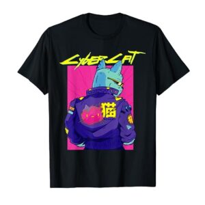 Cyberpunk pun Cat cybercat Japanese character cyberpunker T-Shirt