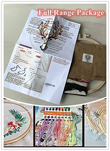 Abillyn Embroidery Starter Kit Garland I Love You Stamped with Printed Pattern Cross Stitch Embroidery Kits (Garland 4)