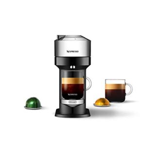 nespresso vertuo next deluxe coffee and espresso machine by de'longhi, pure chrome