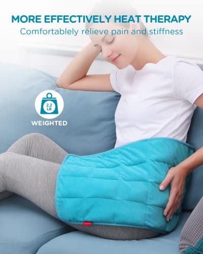 Comfytemp Weighted Heating Pad, 12x 24" Electric Heating Pad for Back Pain Relief with 9 Heat Settings | 11 Auto-Off | Stay on | Backlight, 2.2lb XL Heat Pad for Shoulders and Cramps Relief, Washable