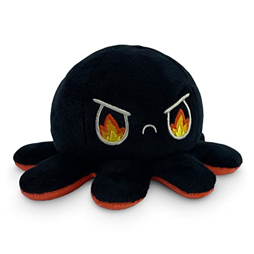 TeeTurtle - The Original Reversible Octopus Plushie - Angry Red + Rage Black - Cute Sensory Fidget Stuffed Animals That Show Your Mood