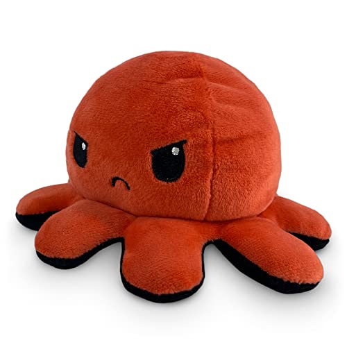 TeeTurtle - The Original Reversible Octopus Plushie - Angry Red + Rage Black - Cute Sensory Fidget Stuffed Animals That Show Your Mood