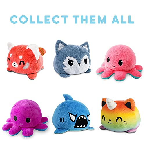 TeeTurtle - The Original Reversible Octopus Plushie - Angry Red + Rage Black - Cute Sensory Fidget Stuffed Animals That Show Your Mood