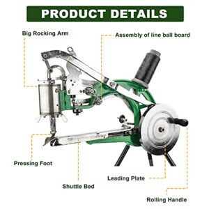 Toolly Leather Hand Shoe Repair Machine, Upgraded Aluminum Alloy Frame - Antirust and Sturdy, Small Heavy Duty Cobbler Leather Sewing Machine for Manual Sewing Dual Cotton Nylon Line