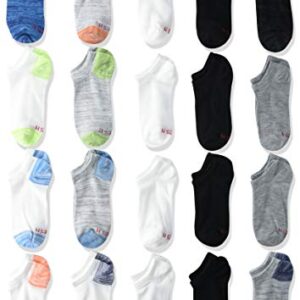 Hanes boys Super Value 20-pair Super No Show athletic socks, Assorted, 8 US