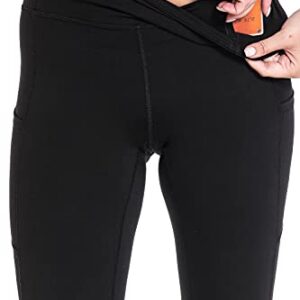 Leggings Depot High Waist 7/8 Leggings Workout Yoga Pants with Pockets (Black, Large)