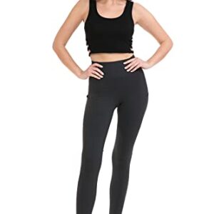 Leggings Depot High Waist 7/8 Leggings Workout Yoga Pants with Pockets (Black, Large)