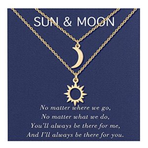 ungent them sun and moon necklace matching best friend friendship bff necklaces for 2 best friend birthday christmas graduation gifts for teenage teen girls women sisters