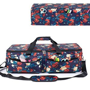 CACTIYE Upgrade carrying bag with thick-padded lining Carrying Bag Compatible with Cricut Explore Air and Maker, Waterproof Tote Bag Compatible with Cricut Explore Air and Supplies (floral, 1+1)