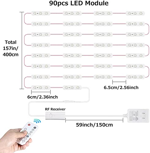 Kintion LED Vanity Mirror Light, Dimmable Hollywood Style 13ft(4m) Ultra Bright White Led Mirror Lights, with RF Remote, for Full Body Mirror, Makeup Vanity Table & Bathroom Mirror(Mirror Not Include)