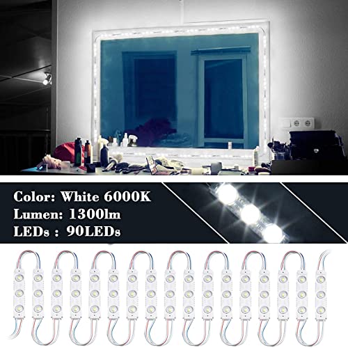 Kintion LED Vanity Mirror Light, Dimmable Hollywood Style 13ft(4m) Ultra Bright White Led Mirror Lights, with RF Remote, for Full Body Mirror, Makeup Vanity Table & Bathroom Mirror(Mirror Not Include)