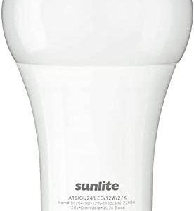 Sunlite 88254 LED A19 Light Bulb 12 Watts (75W Equivalent) 1100 Lumens, GU24 Twist and Lock Base, Dimmable, UL Listed, Energy Star, 2700K Warm White, 1 Count