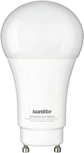 Sunlite 88254 LED A19 Light Bulb 12 Watts (75W Equivalent) 1100 Lumens, GU24 Twist and Lock Base, Dimmable, UL Listed, Energy Star, 2700K Warm White, 1 Count