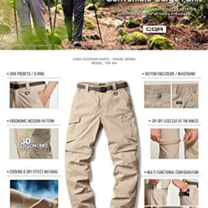 CQR Men's Convertible Cargo Pants, Water Resistant Hiking Pants, Zip Off Lightweight Stretch UPF 50+ Work Outdoor Pants, Lightweight Convertible Cargo Coyote, 32W x 30L